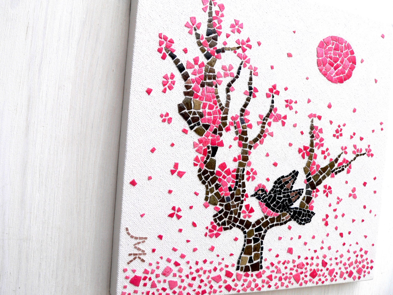 Wall Decor Egg Shell Mosaic Art Painting Cherry Blossom Sakura | Etsy