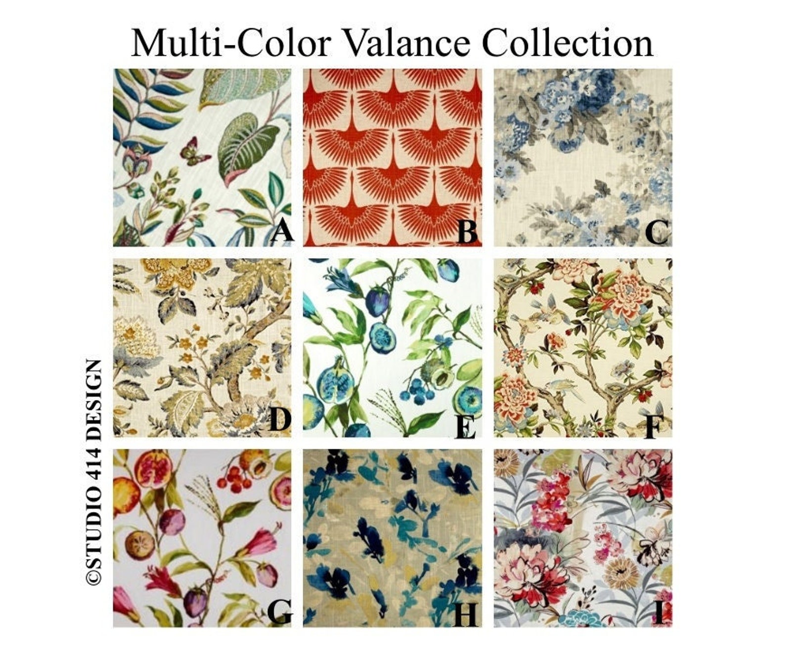 Multi-color Valance Collection. Various Colors. Choose Your Fabric ...