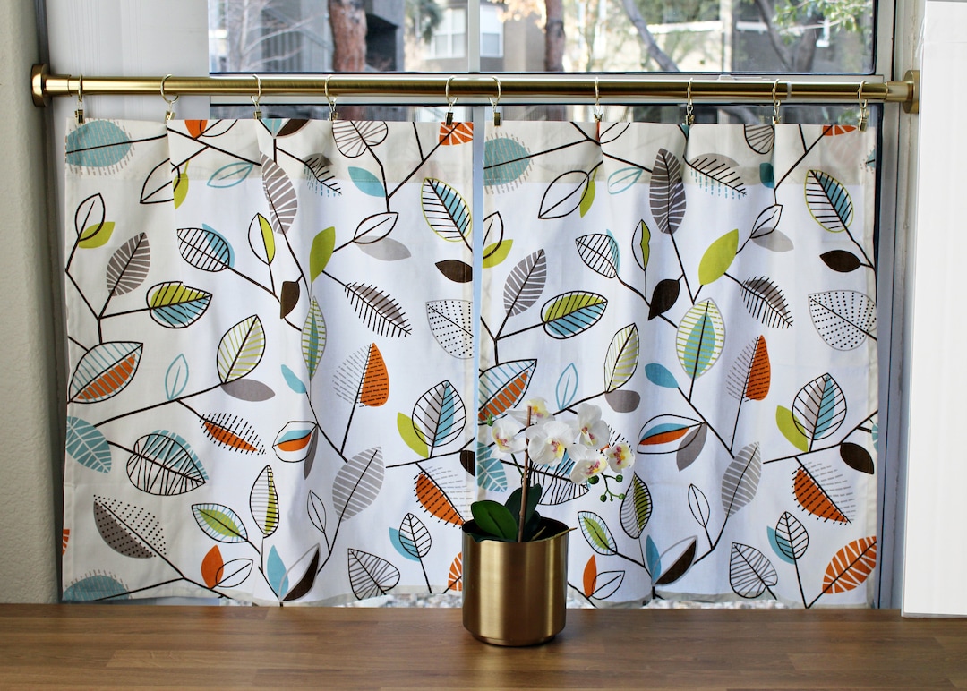 Carson Fiesta Café Curtain. (set of 2 Panels).colors: White, Orange ...