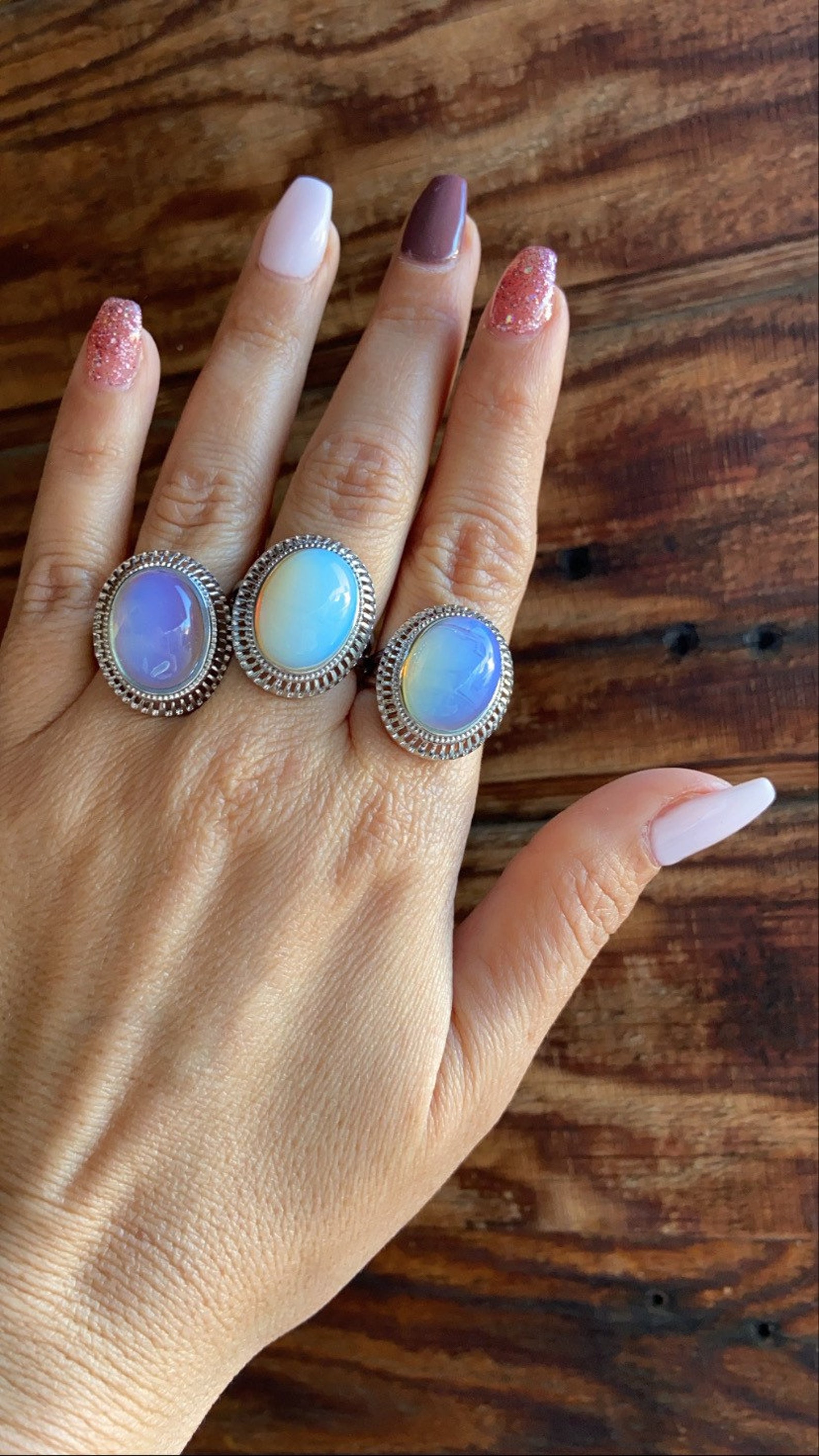 Plated Brass Opalite Ring | Etsy