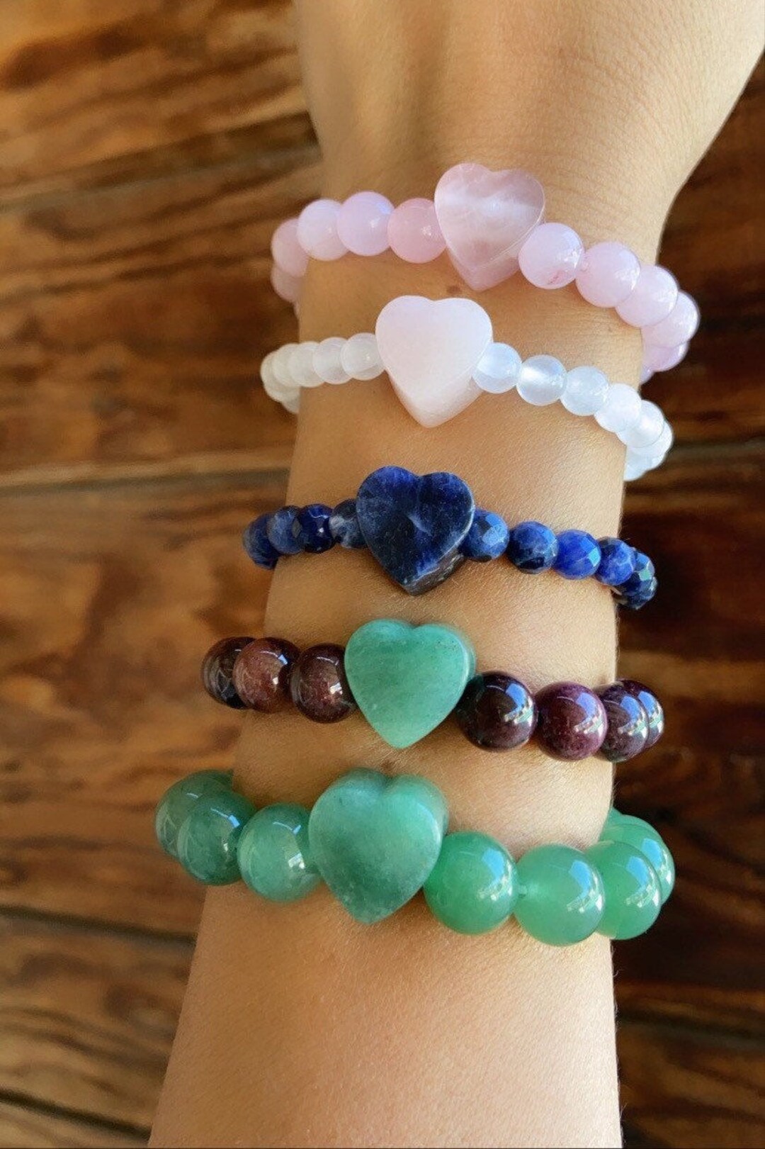 Stackable Crystal Bracelets/heart Crystal Bracelets/meditation Crystal ...