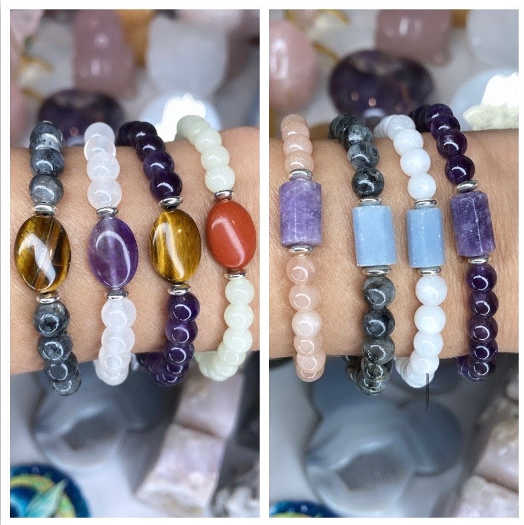 6 Mm Crystal Beaded Bracelets / Stackable Crystal Bracelets/meditation ...