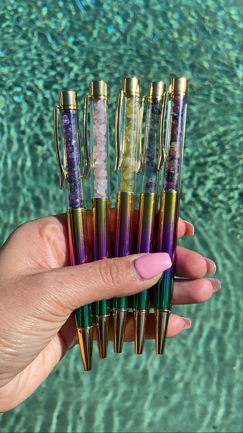 Natural Crystal Chips Pens | Etsy