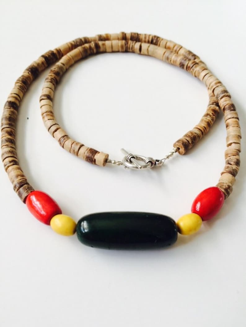 Rasta Necklace for Men Handmade With Coconut Beads & Ocotillo Stone - Etsy
