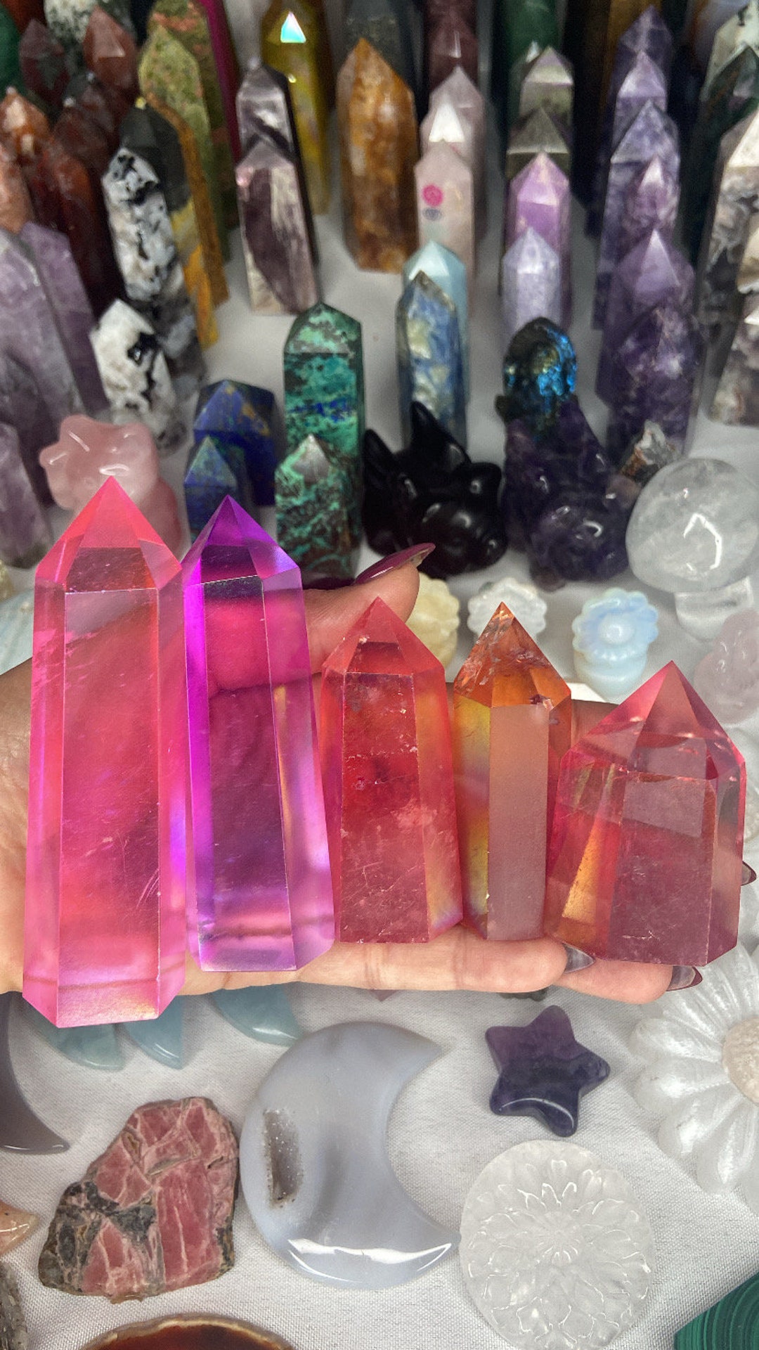 Aura Quartz Towers/aura Quartz Points/pink Aura Quartz Tower/purple ...