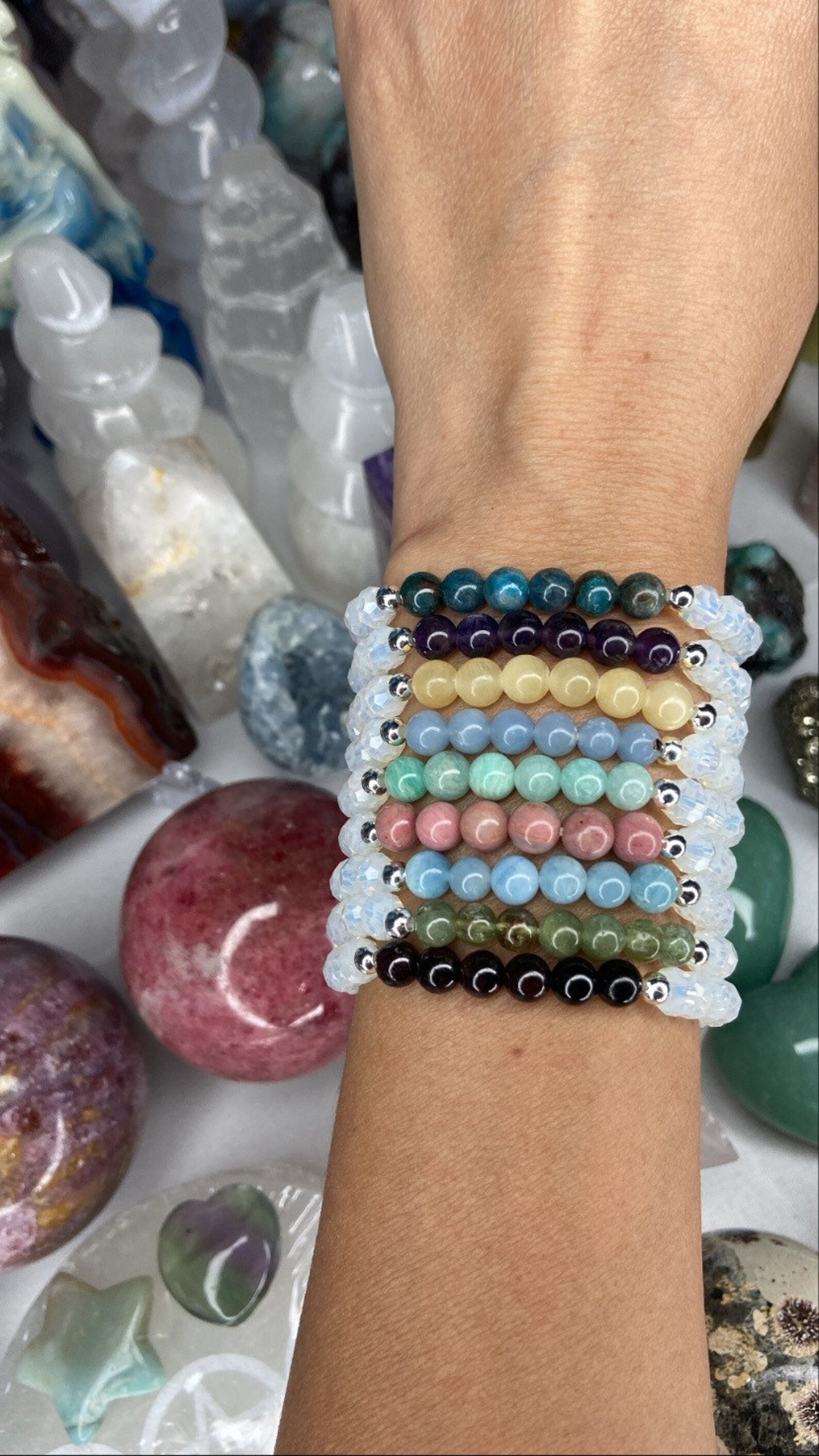 Crystal Stackable Bracelets/crystal Beaded Bracelets - Etsy