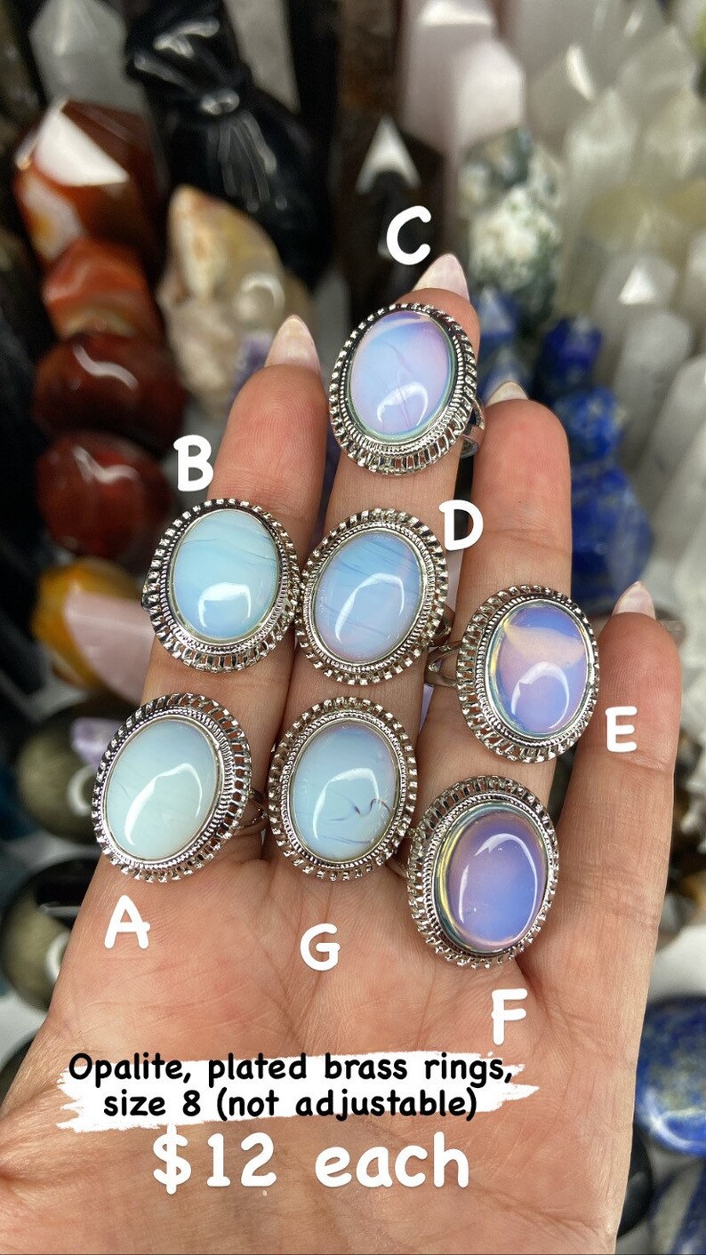 Plated Brass Opalite Ring - Etsy