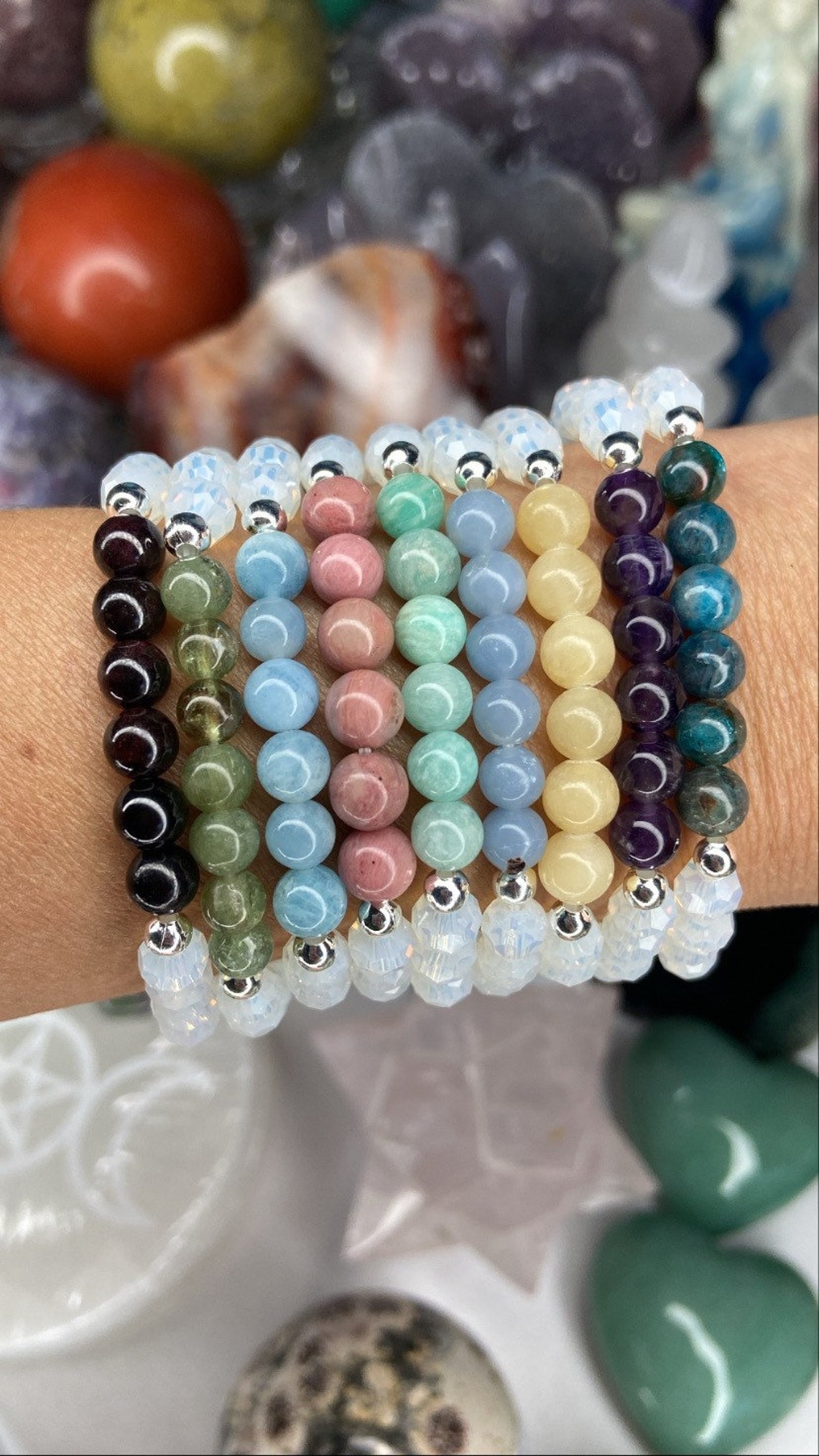 Crystal Stackable Bracelets/crystal Beaded Bracelets - Etsy