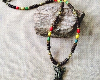 Rasta Wooden Necklace for Men & Women. | Etsy