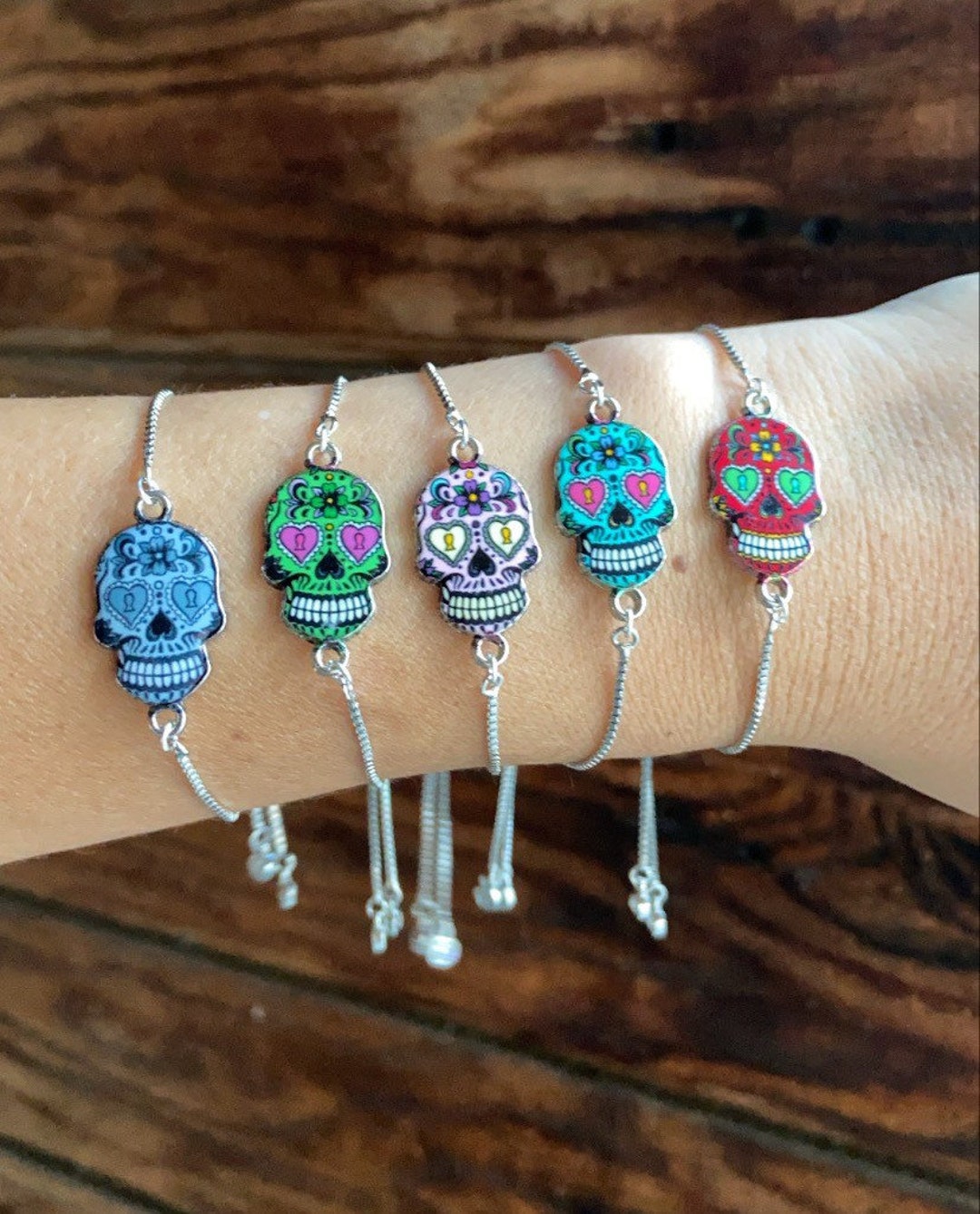 Day of the Dead Bracelets/skull Bracelets - Etsy