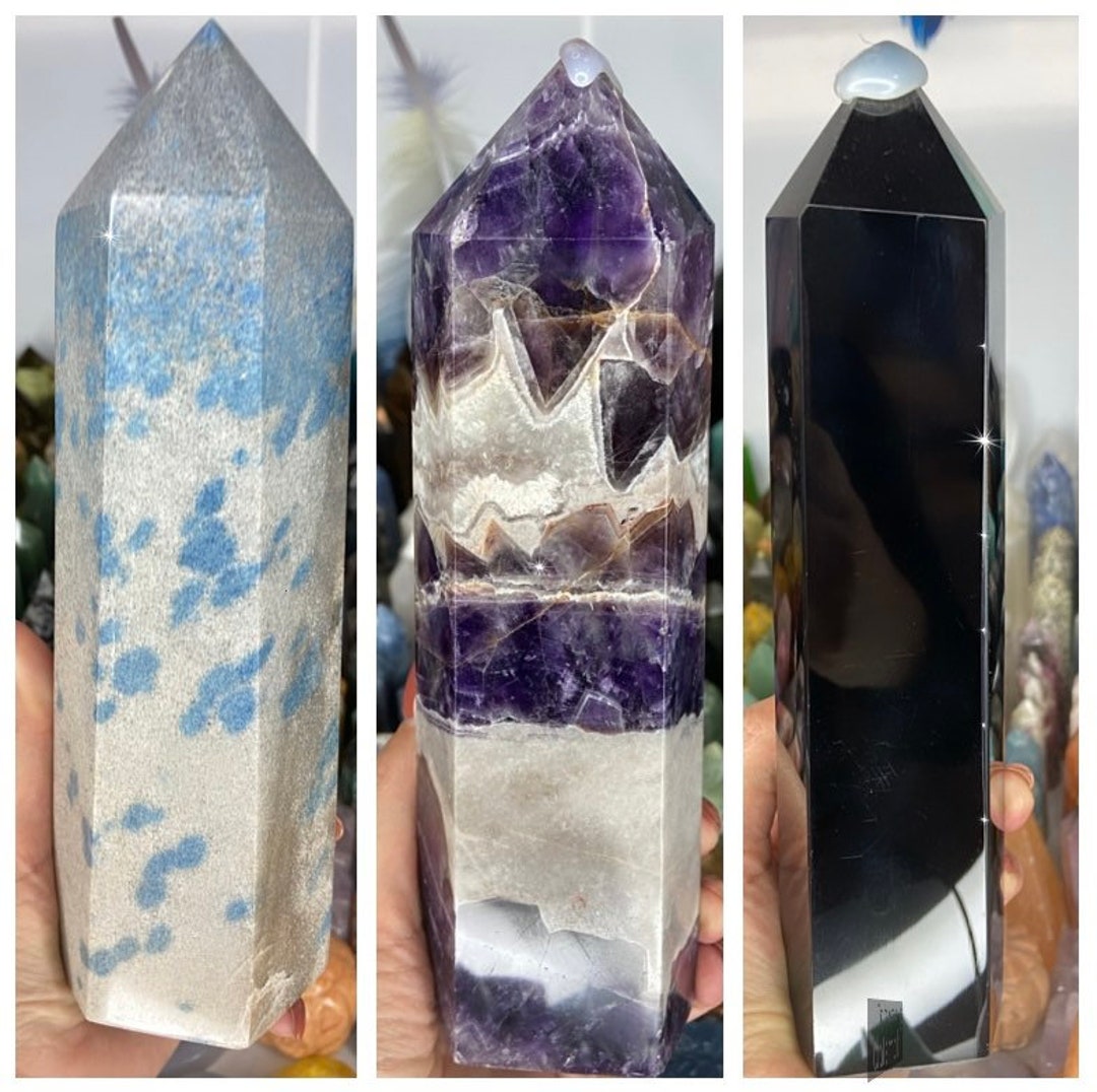 Large Crystal Towers/large K2 Stone Tower/large Black Obsidian Tower - Etsy