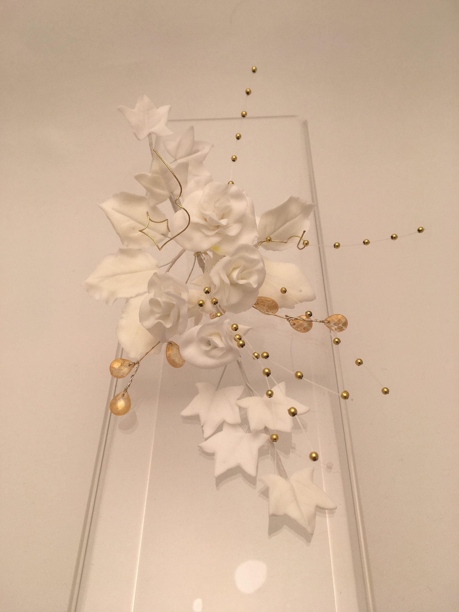 White and Gold Sugar Flower Spray - Etsy UK
