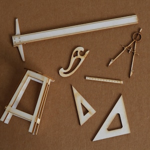 Miniature Drafting Table Model Kit With Real Wood Tabletop, Lasercut ...