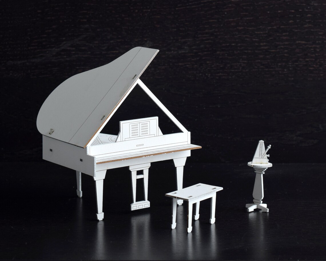 Grand Piano Model Kit, Piano, Bench & Metronome, Scale 18:1, Miniature ...