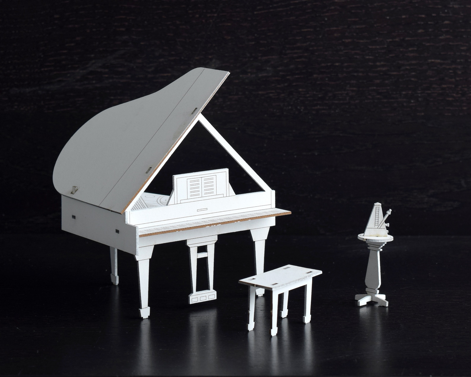 Grand Piano Model Kit, Piano, Bench & Metronome, Scale 18:1, Miniature ...