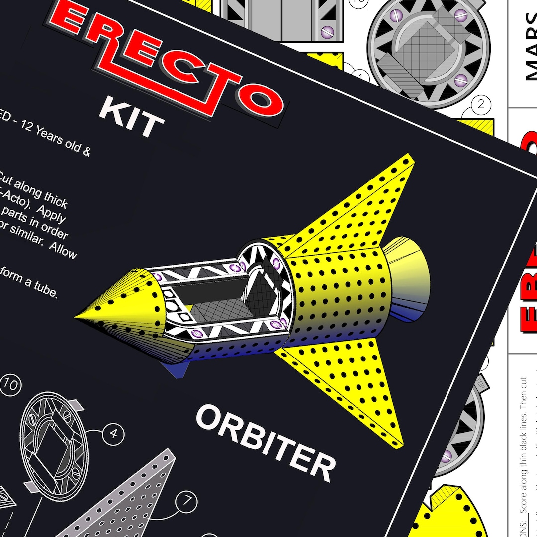 Mars Orbiter Paper Model Kit, Retro Rocket Ship (digital Download) - Etsy