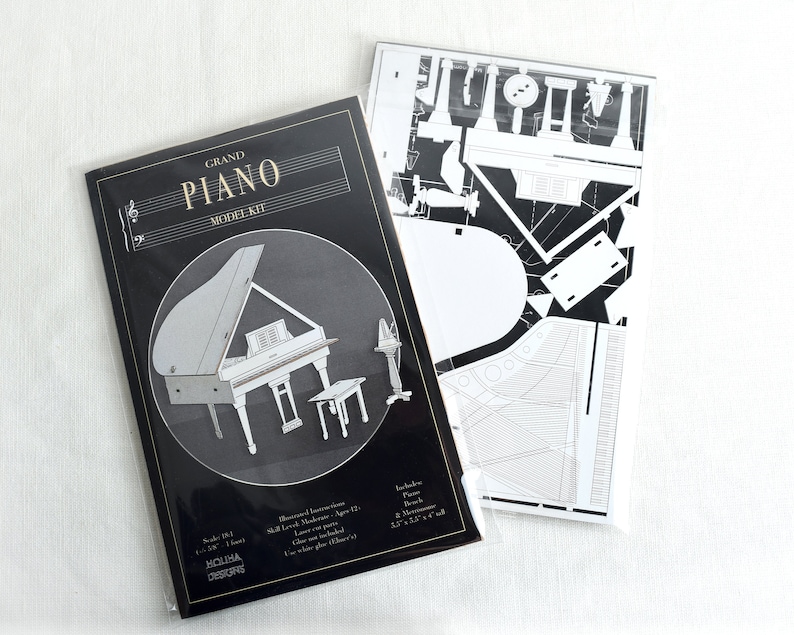 Grand Piano Model Kit, Piano, Bench & Metronome, Scale 18:1, Miniature ...