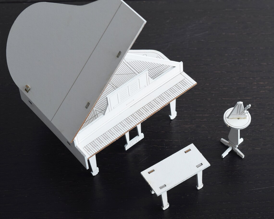 Grand Piano Model Kit, Piano, Bench & Metronome, Scale 18:1, Miniature ...
