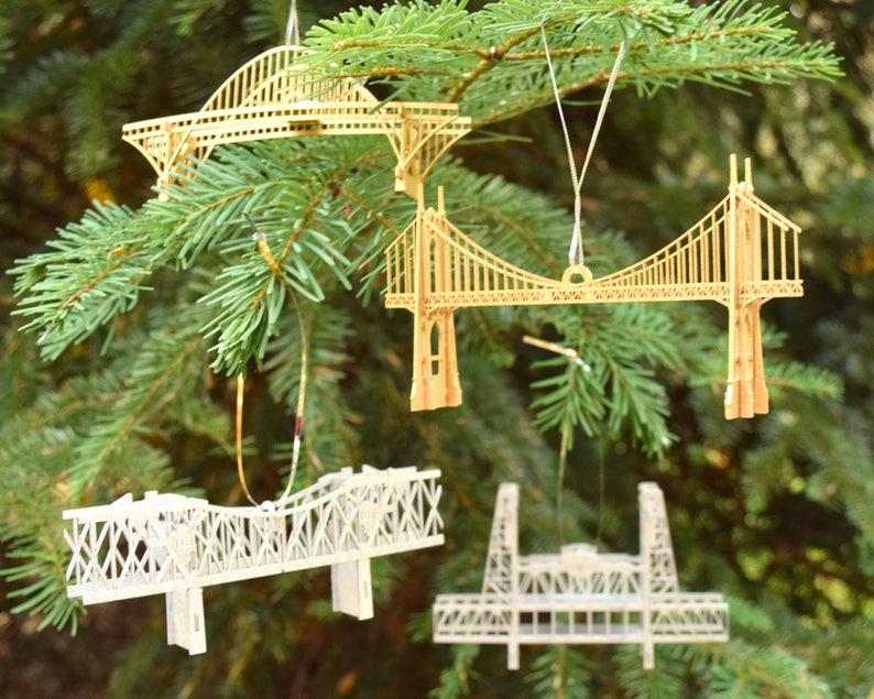 Gift Set Portland Oregon Bridge Ornaments, Ready to Hang, Home Decor ...