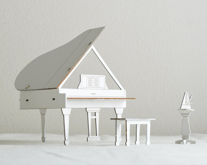 Grand Piano Model Kit, Piano, Bench & Metronome, Scale 18:1, Miniature ...