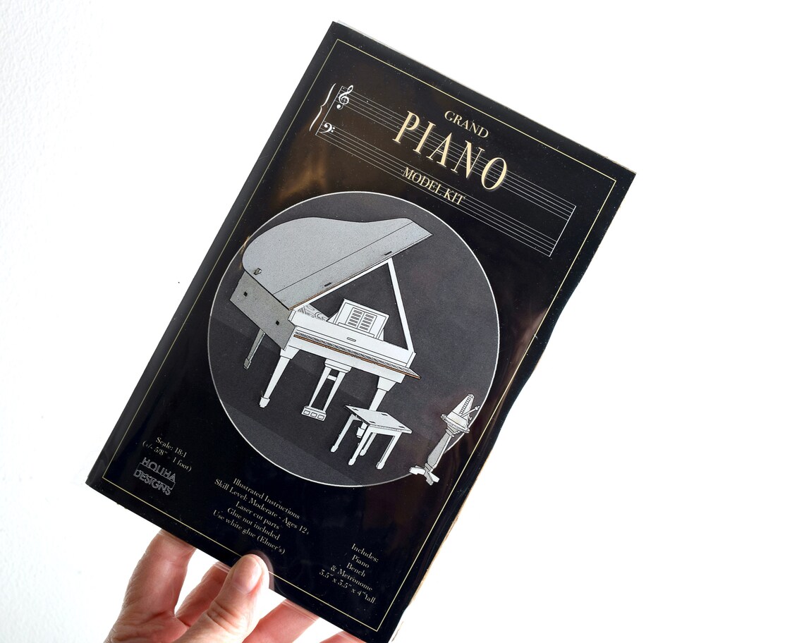 Grand Piano Model Kit, Piano, Bench & Metronome, Scale 18:1, Miniature ...