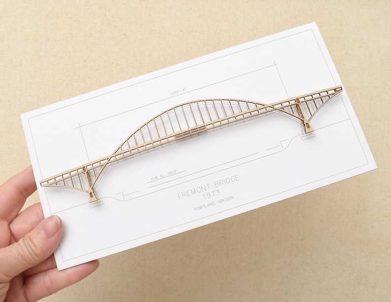 Your Choice of 1 Portland Oregon Bridge Card laser cut | Etsy