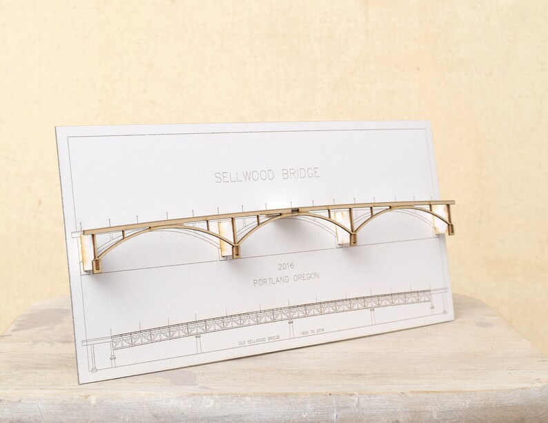 Your Choice of 1 Portland Oregon Bridge Card laser cut | Etsy