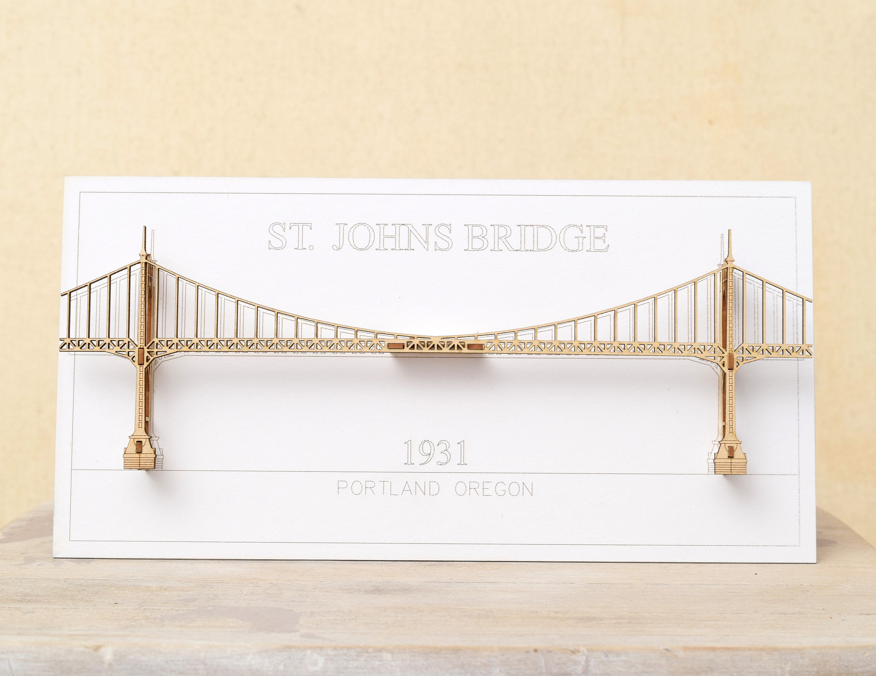 Architectural Model of St Johns Bridge Laser Cut Card No | Etsy