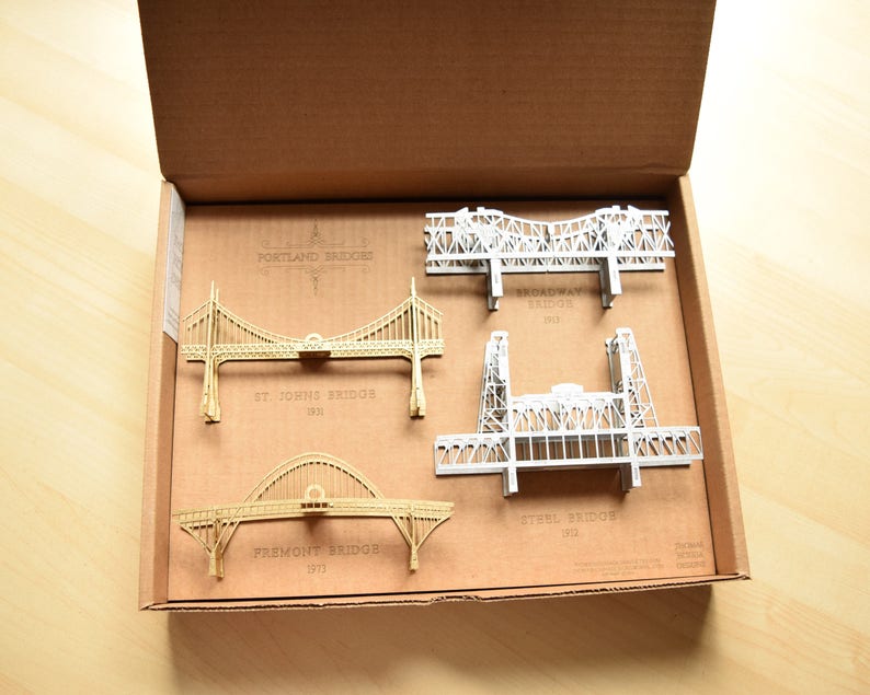 Gift Set Portland Oregon Bridge Ornaments, Ready to Hang, Home Decor ...
