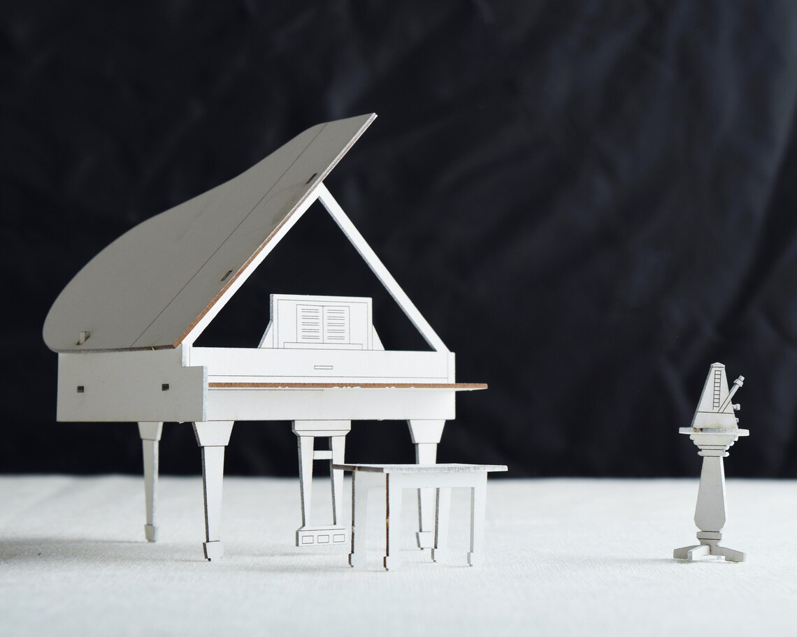 Grand Piano Model Kit, Piano, Bench & Metronome, Scale 18:1, Miniature ...