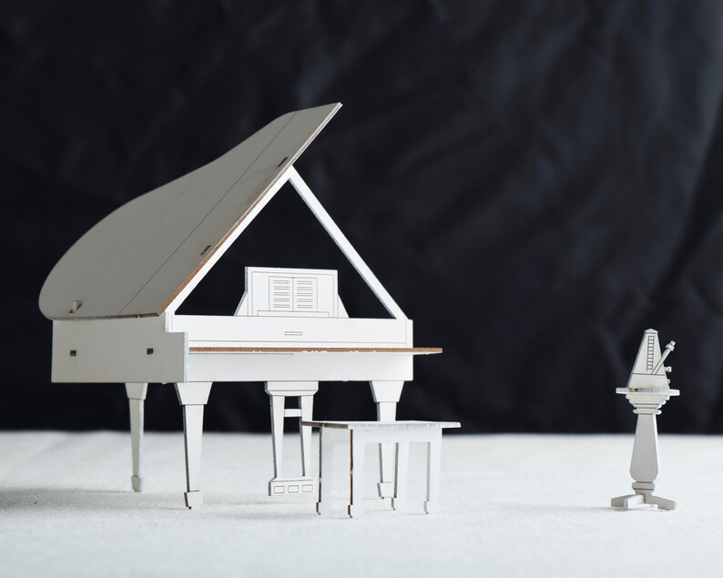 Grand Piano Model Kit, Piano, Bench & Metronome, Scale 18:1, Miniature ...