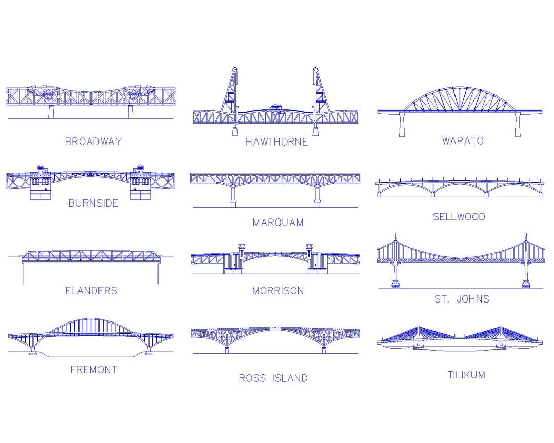 12 Portland Bridges DIGITAL Download for Laser Cutter/engraver, Flat 2 ...