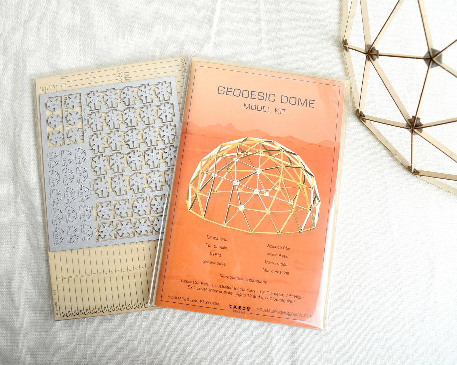 Geodesic Dome Model Kit, 13" Diameter, 3-frequency Icosahedron - Etsy