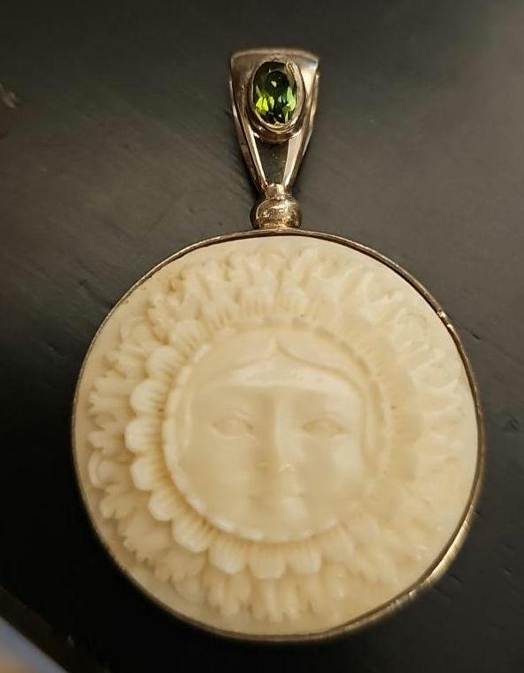 Sajen Goddess Carved Sun Face Sterling Silver Pendant - Etsy