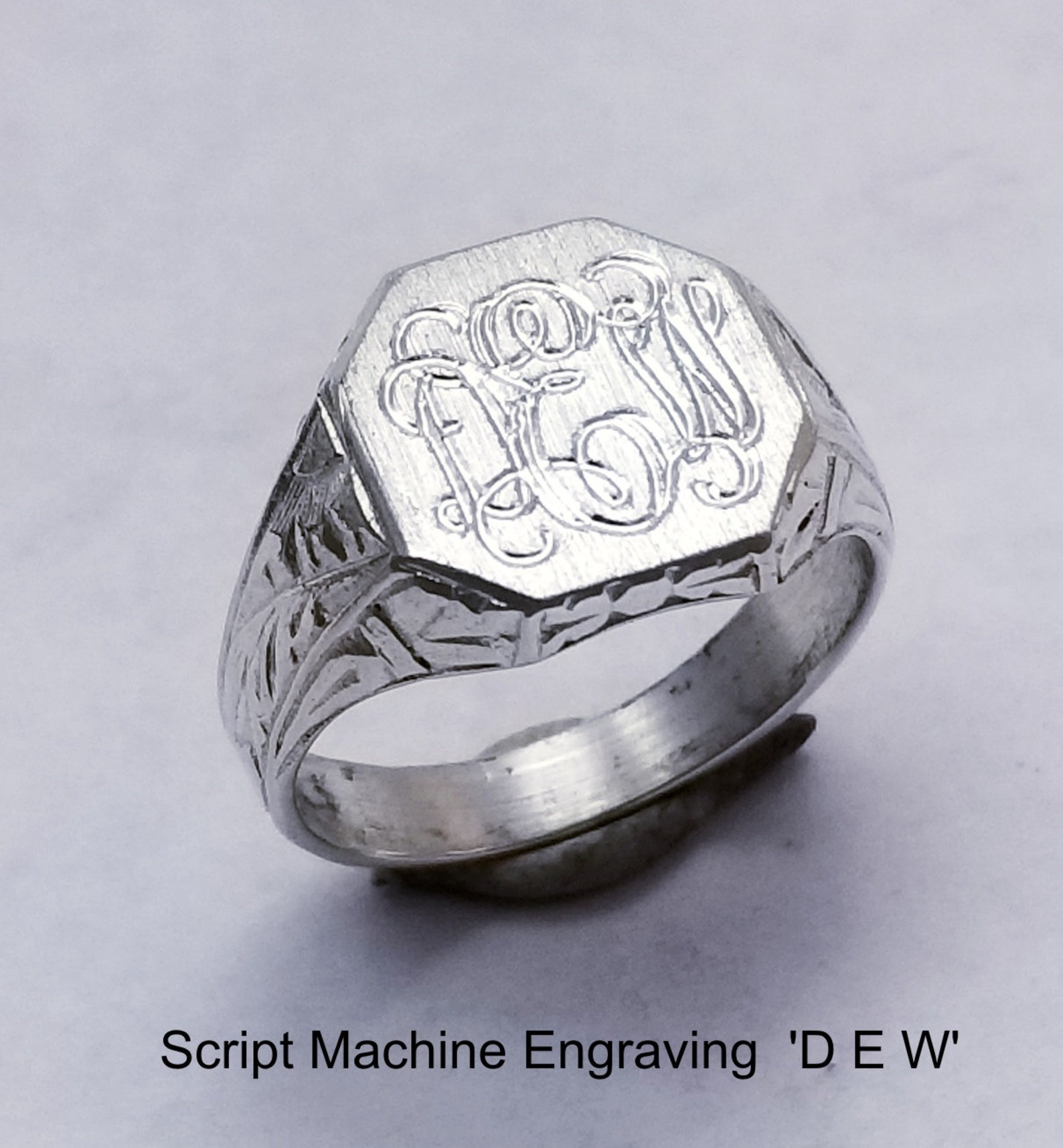 Custom Engravable Octagonal Top Signet Ring (#1541) - Hand or Machine ...