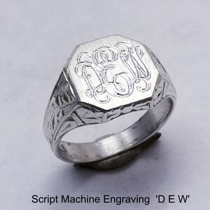 Custom Engravable Octagonal Top Signet Ring (#1541) - Hand or Machine ...