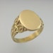 Custom Engravable Oval Top, Scroll Motif Signet Ring (#1524) - Hand or ...