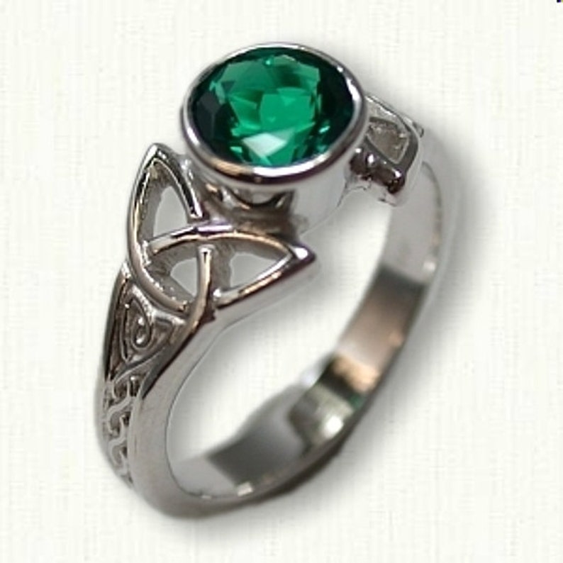 14kt White Gold Celtic Alysia Engagement Ring Set With a Bezel Set 1.00 ...