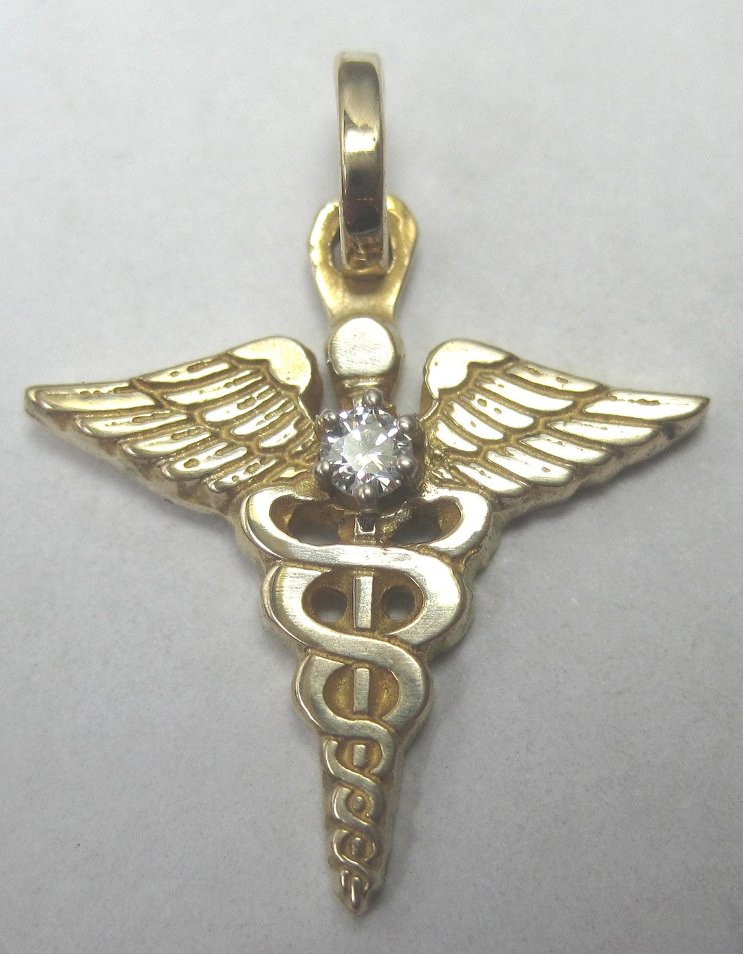 Caduceus Pendant With .05ct Round Lab Grown Diamond (#SS04025A). Great ...