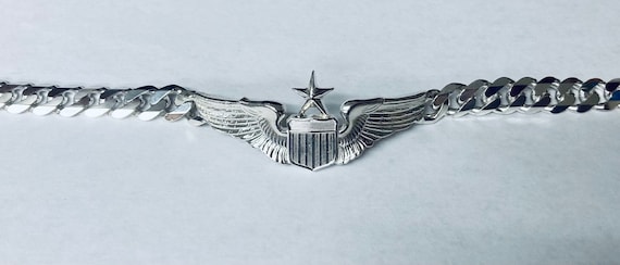 US Air Force Senior Pilot Wings Bracelet in Sterling Silver - Etsy