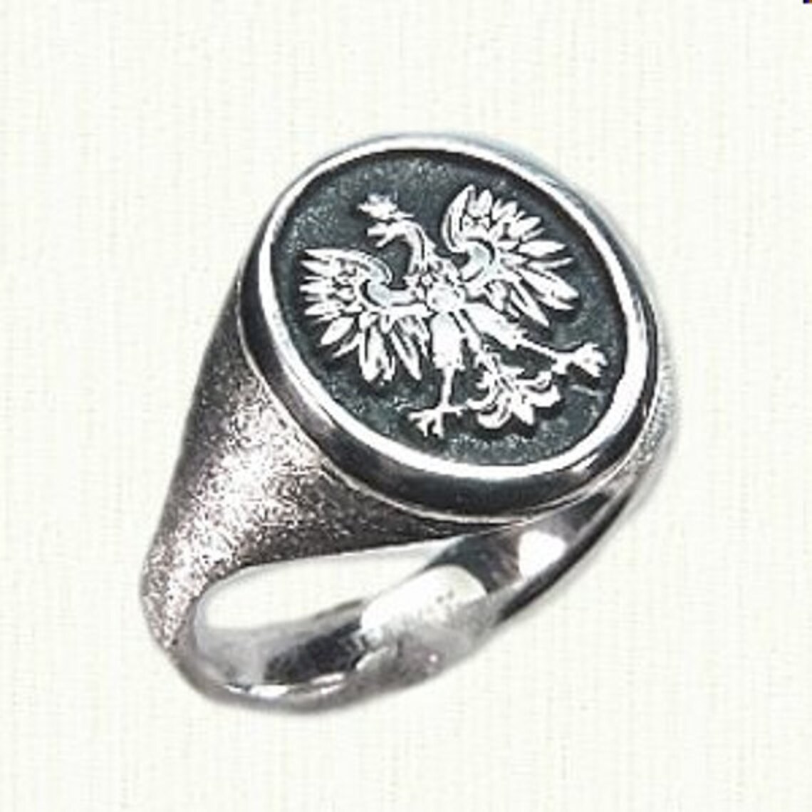 Polish Eagle Signet Ring With Oval Flat Top Insignia (RR02552 ...