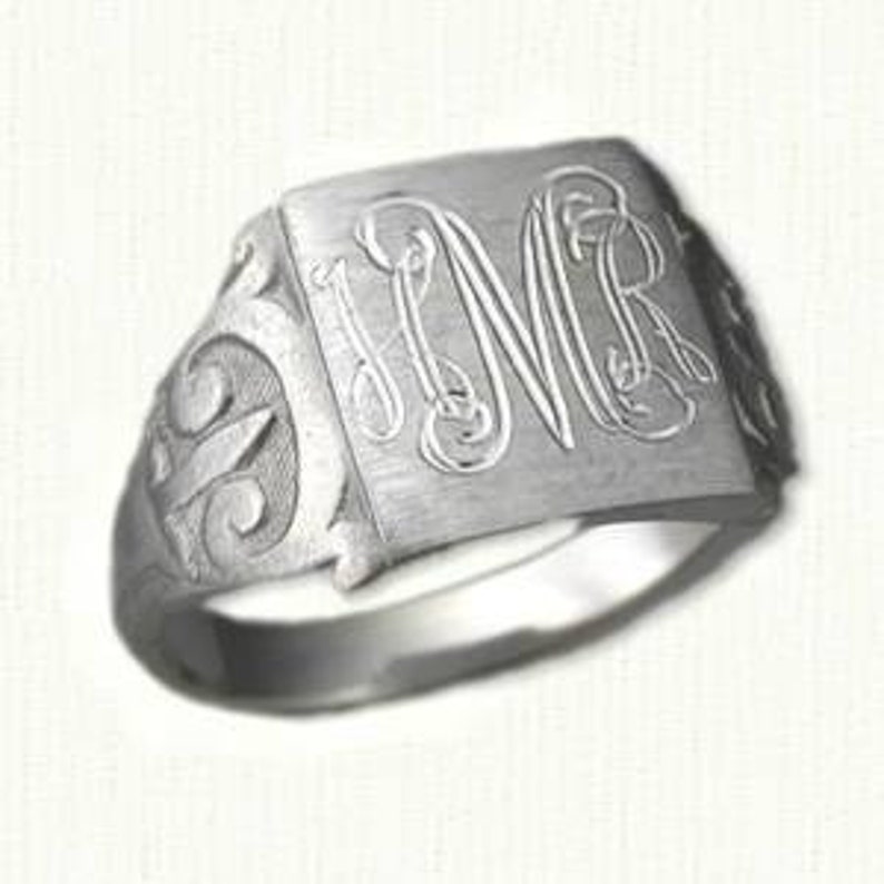 Custom Engravable Scroll Signet Ring With Rectangular Top (#1575 ...