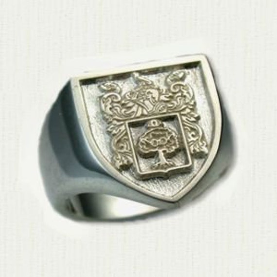 Irish Ring Coat Of Arms Sterling Silver And 10k Gold Mens