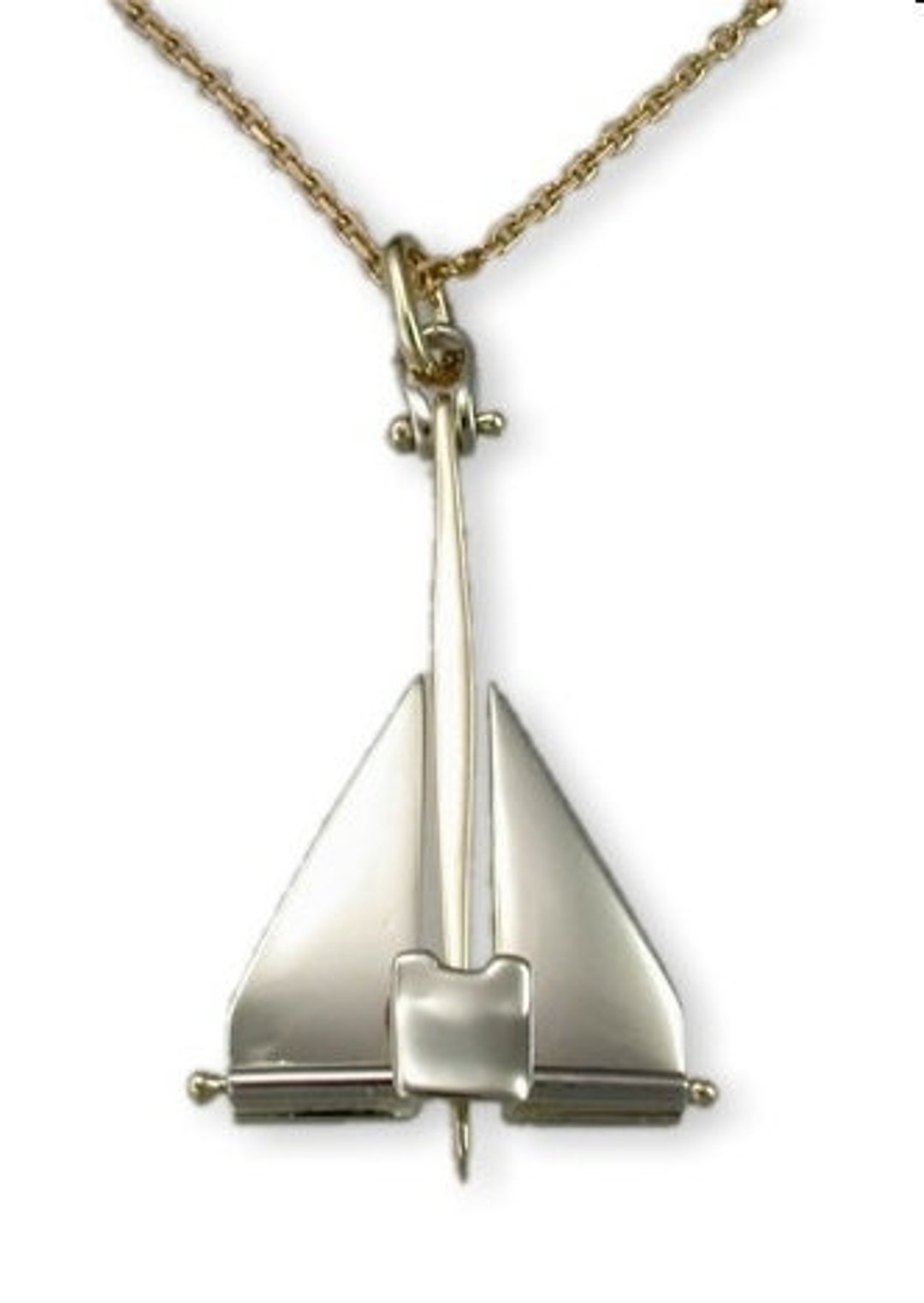 Danforth Anchor Pendant With Chain in Sterling Silver (SS04263A+SS20055 ...