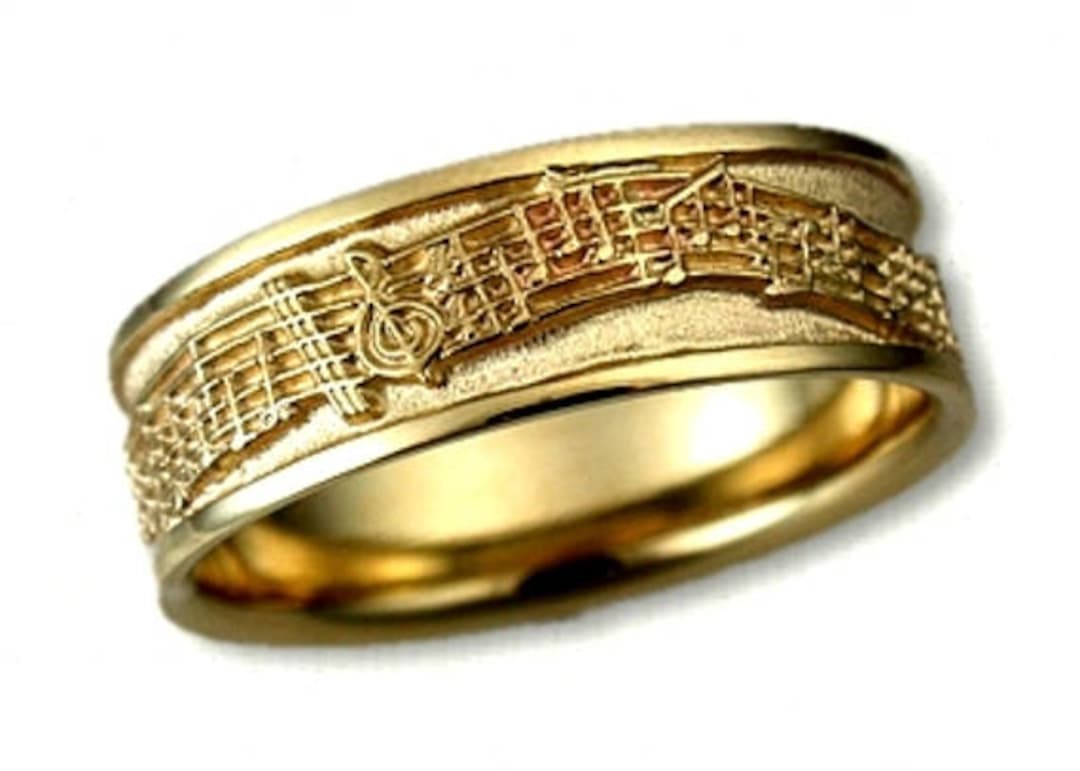 Music Notes & Staff Wedding Band (7-8 Mm) - Etsy