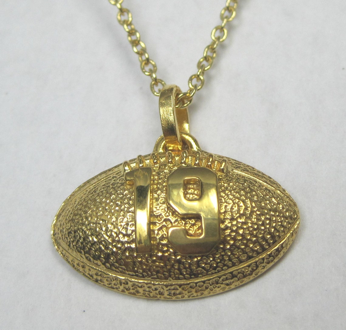 Football Pendant / Necklace With Jersey Number Customized - Etsy