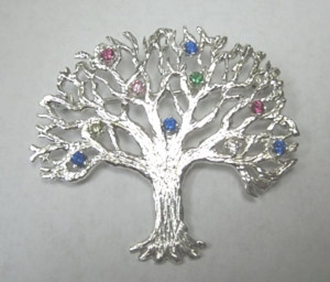 Custom Family Tree Mother's Brooch / Pin in Sterling - Etsy