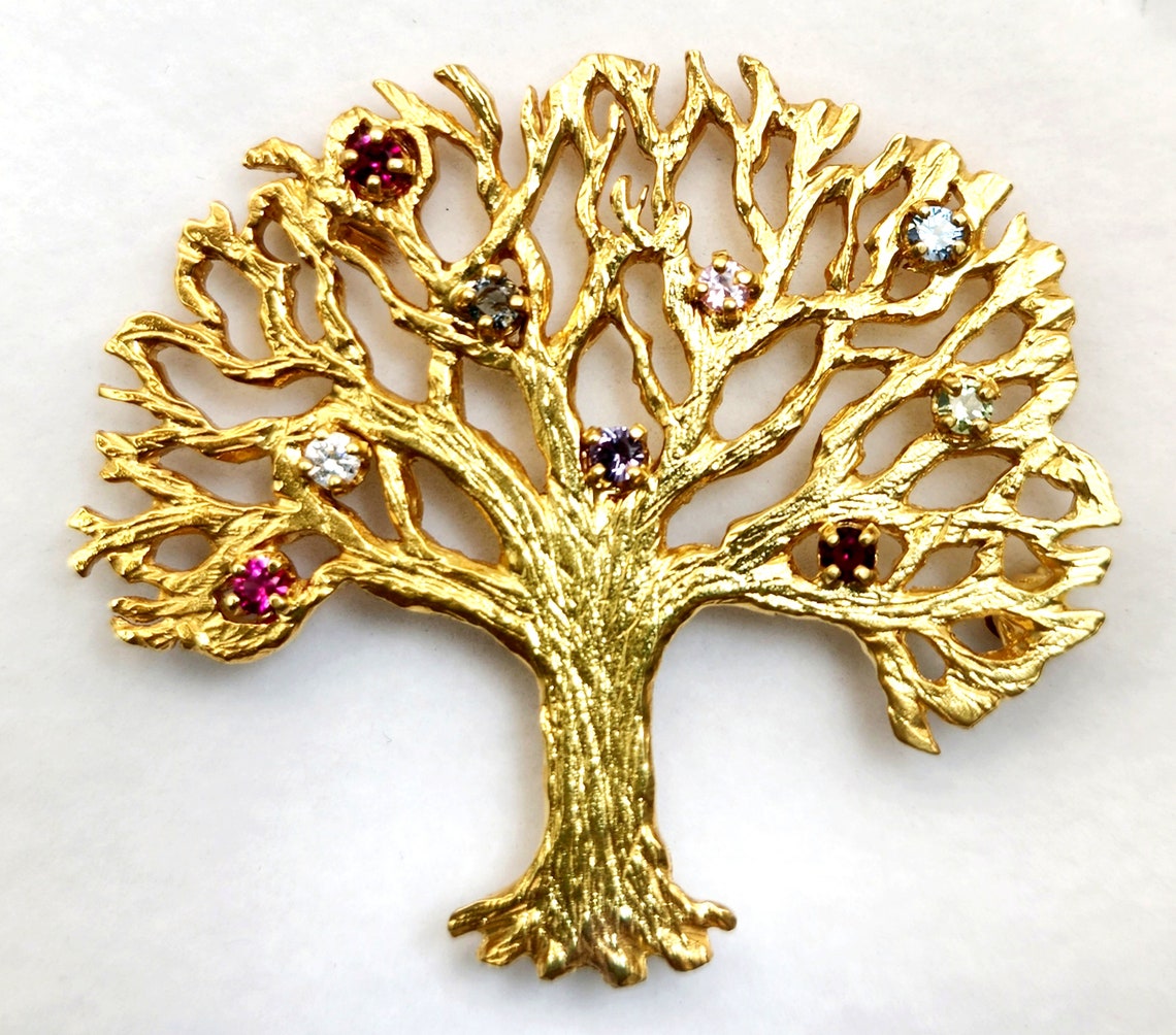 Custom Family Tree Mother's Brooch / Pin in Sterling Silver - Select 5 ...