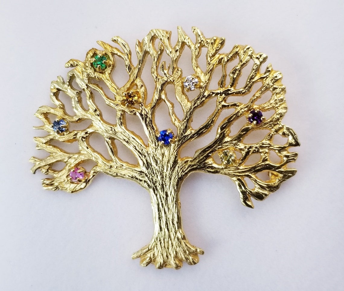 Custom Family Tree Mother's Brooch / Pin in Sterling Silver - Select 5 ...