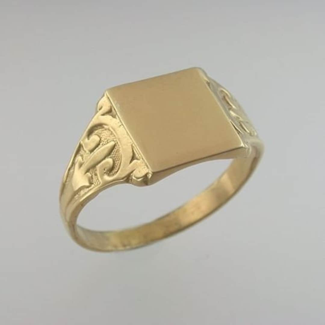 Custom Engravable Scroll Signet Ring With Rectangular Top (#1575 ...